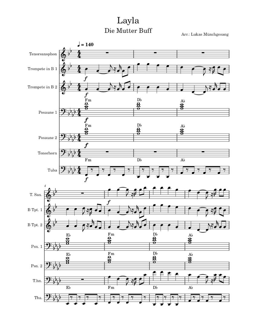 Layla - DJ Robin Sheet music for Trombone, Tuba, Saxophone tenor ...