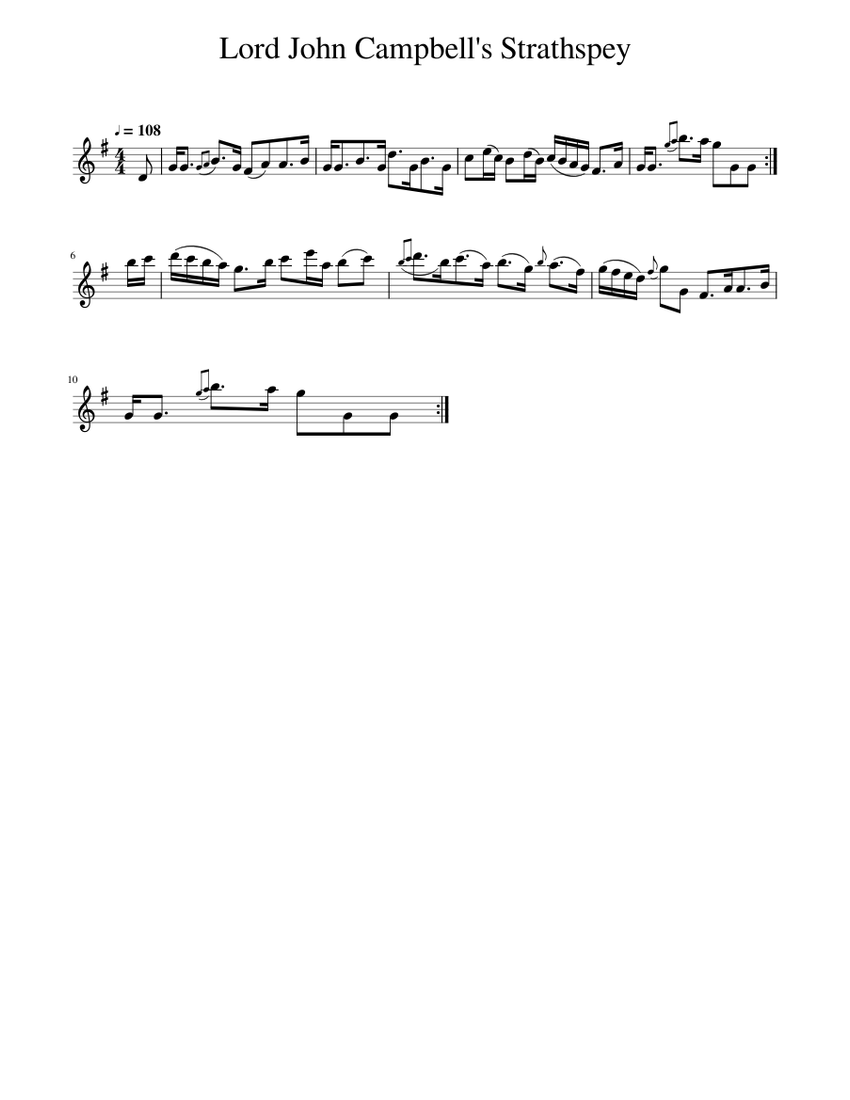 Lord John Campbell's Strathspey Sheet music for Piano (Solo) Easy ...