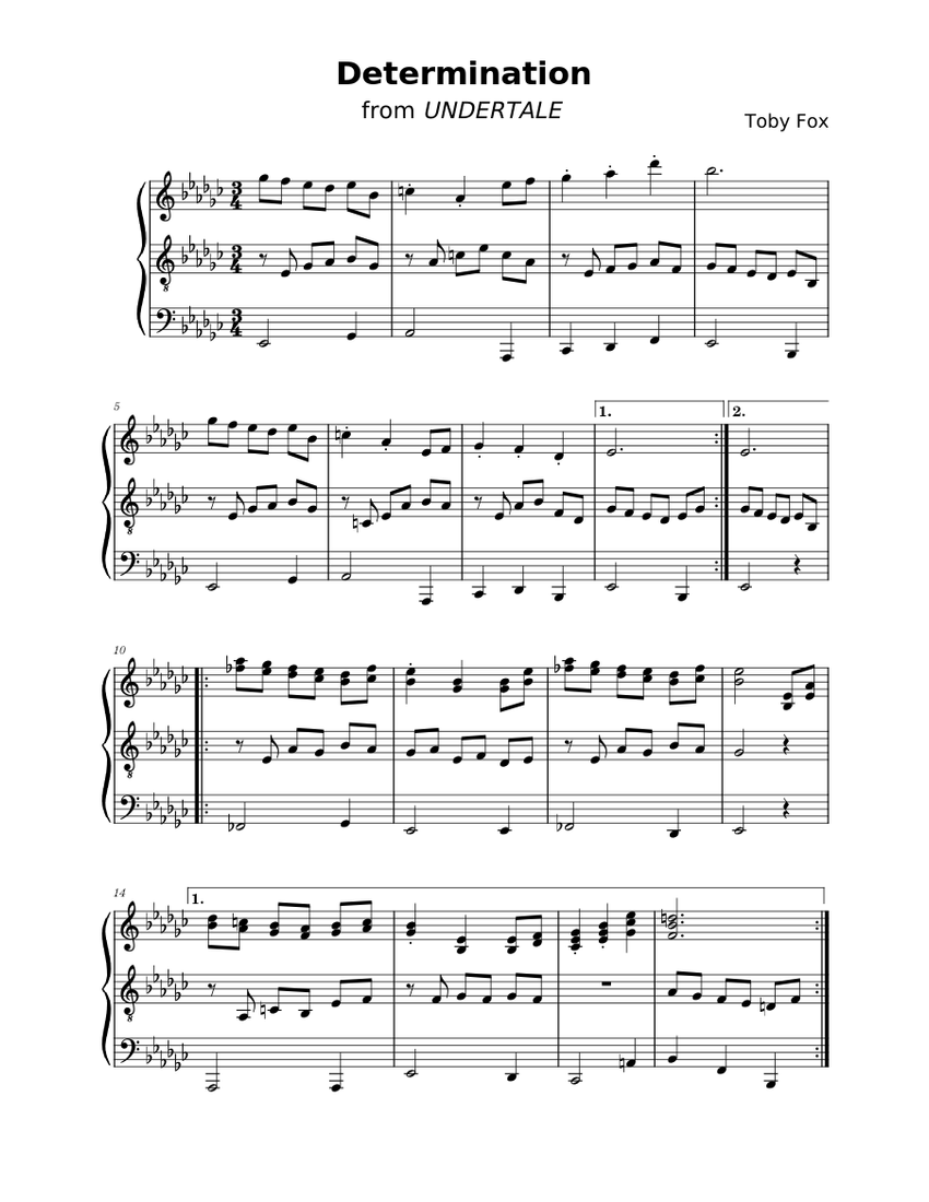Determination - Undertale – Toby Fox Sheet music for Piano (Solo) Easy ...