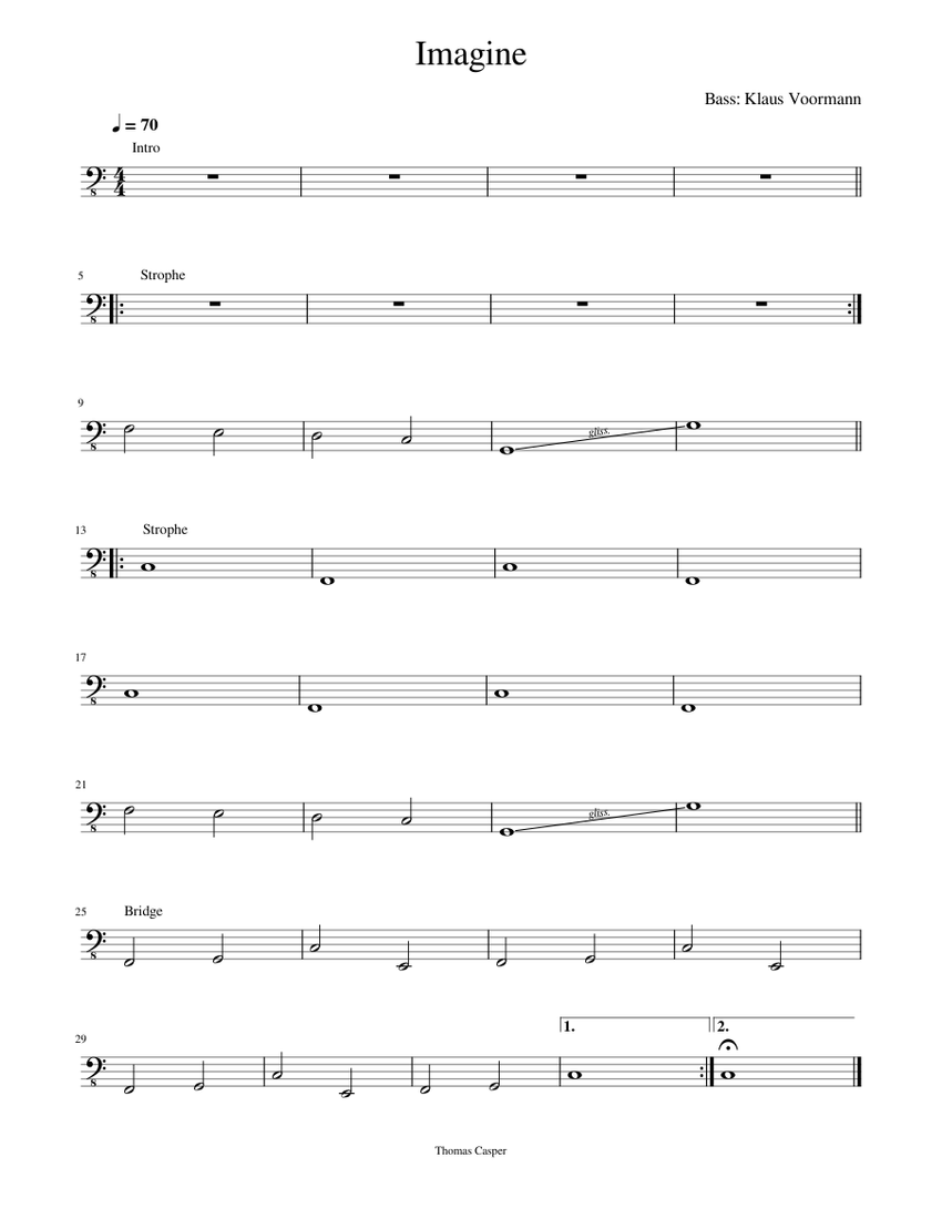 Imagine - Bass Transkription Sheet music for Piano (Solo) Easy ...