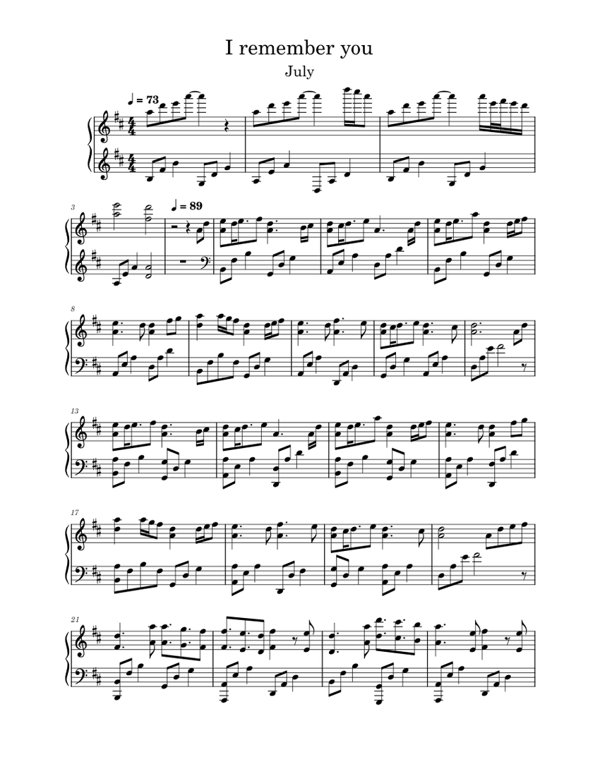 I Remember You Sheet Music for Piano (Solo) | MuseScore.com