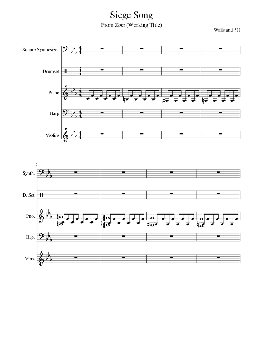 Siege Song Sheet Music for Piano, Drum group, Harp, Strings group ...