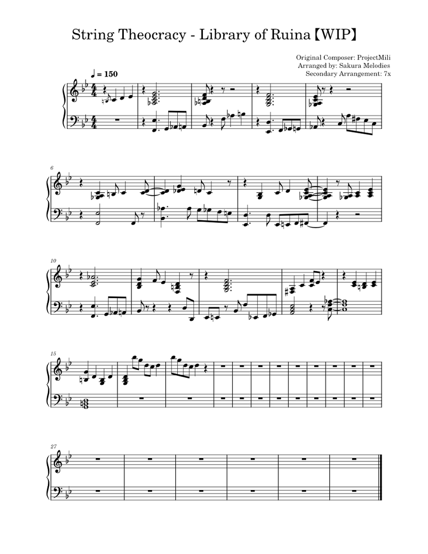 String Theocracy - Library of Ruina【WIP】 Sheet music for Piano (Solo ...