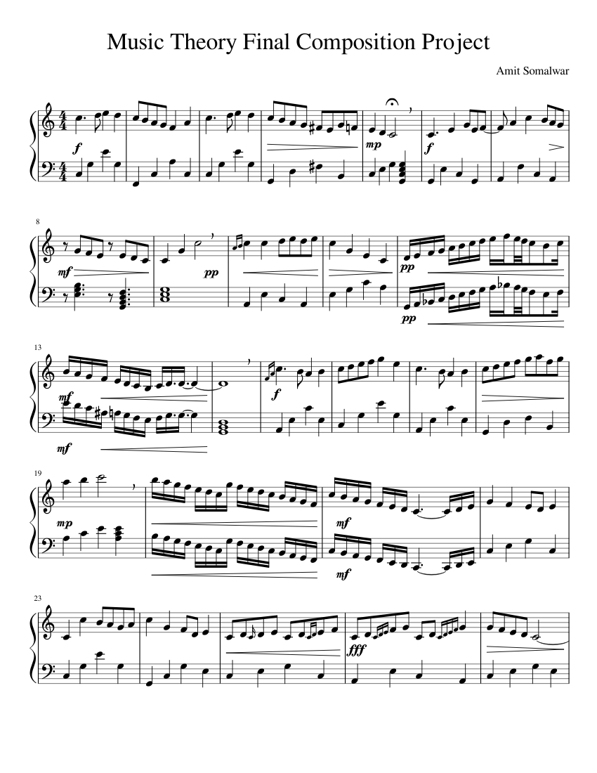 Music Theory Final Composition Project Sheet music for Piano (Solo ...