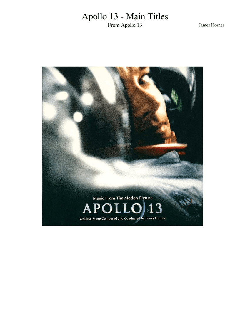 Apollo 13 - Main Titles Sheet Music for Trombone, Tuba, Flute, Oboe ...