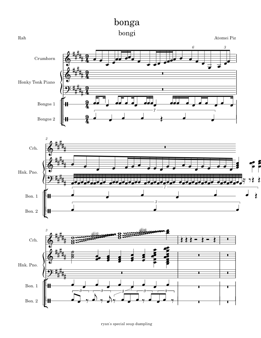 bonga Sheet music for Piano, Bongo, Woodwinds (other) (Mixed Quartet ...
