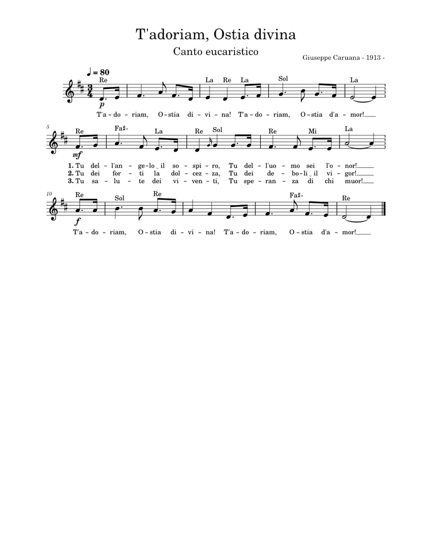T'adoriam, Ostia divina – Giuseppe Caruana - 1913 Sheet music for Organ ...