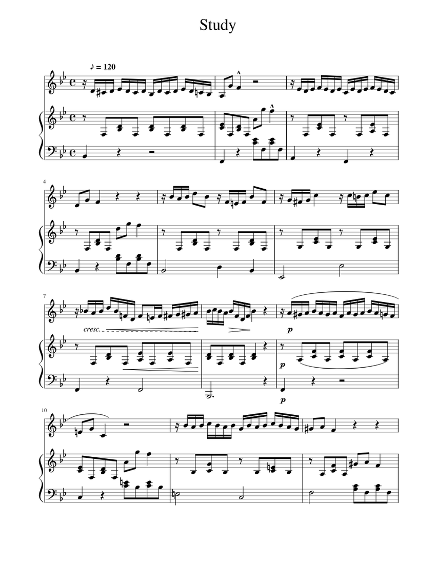 Study Sheet music for Piano, Vocals (Piano-Voice) | Musescore.com