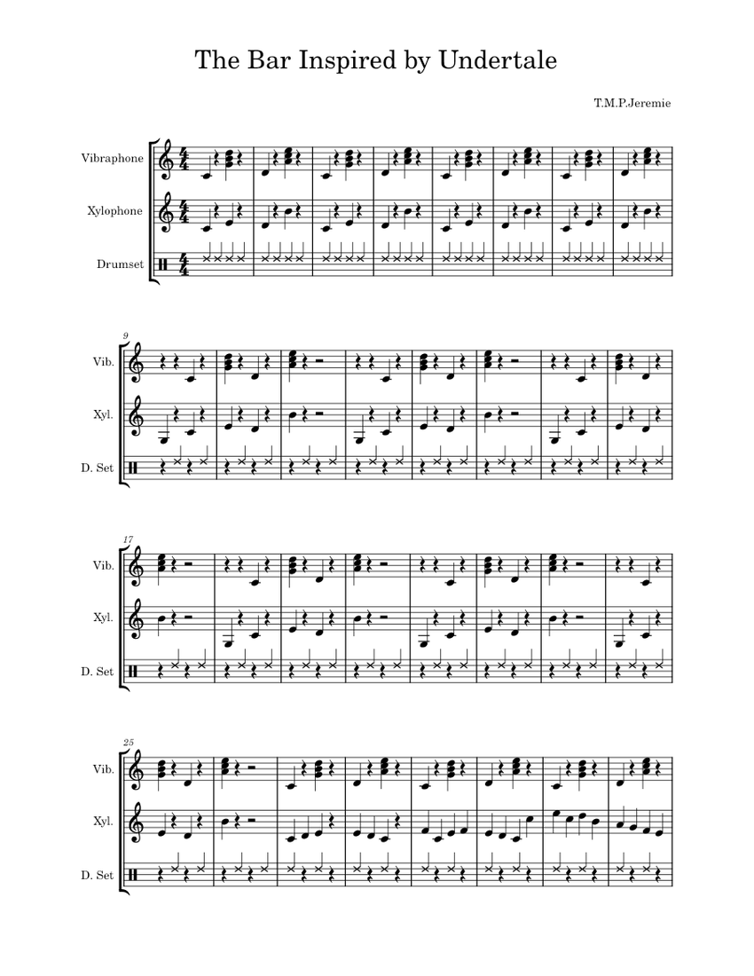 The Bar Inspired by Undertale Sheet music for Vibraphone, Drum group ...