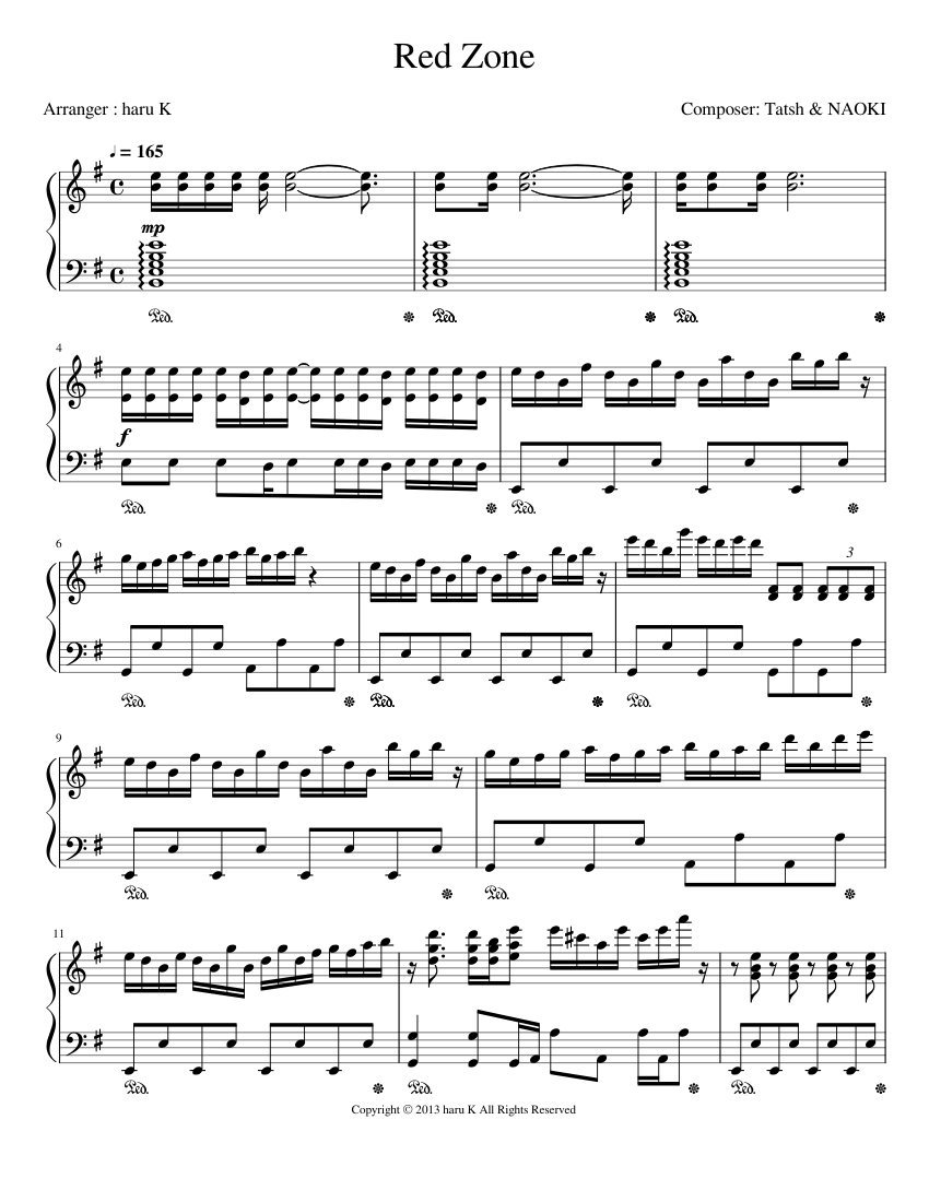 Red Zone Sheet Music for Piano (Solo) | MuseScore.com