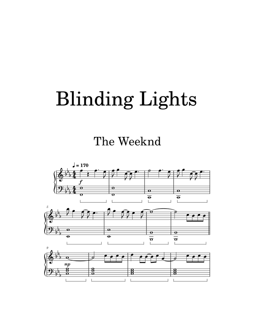 Blinding Lights [EASY VERSION] Sheet Music for Piano (Solo) | MuseScore.com