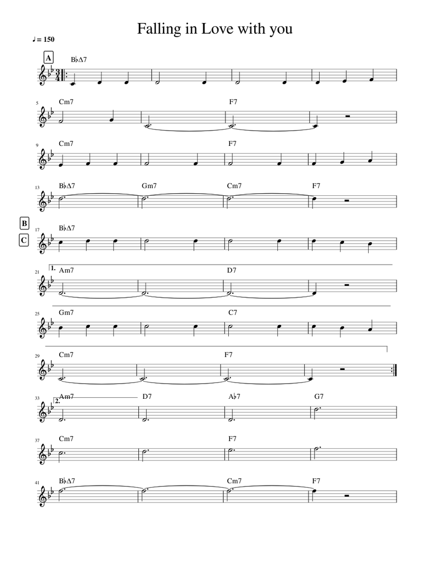Falling in Love with you Sheet music for Piano (Solo) Easy | Musescore.com