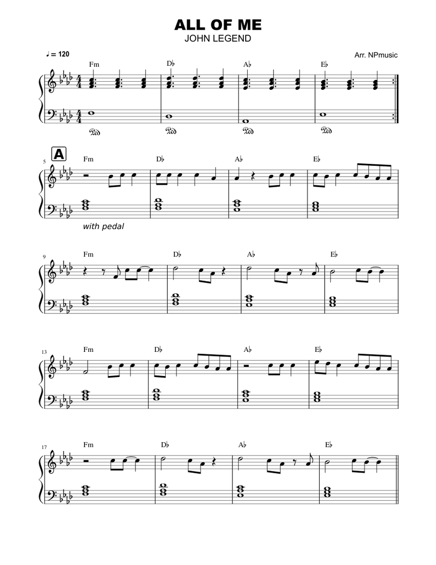 All Of Me Chords Piano
