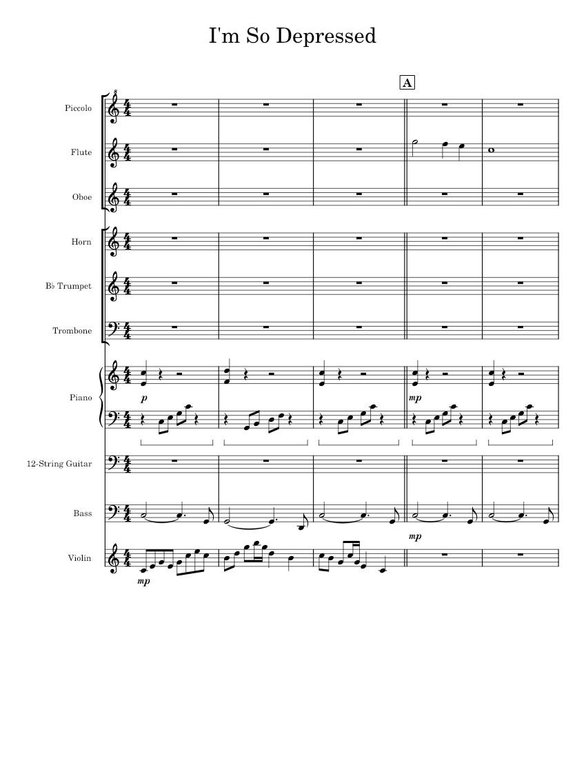 I'm So Depressed - Dave Moorman Sheet music for Piano, Trombone, Bass ...