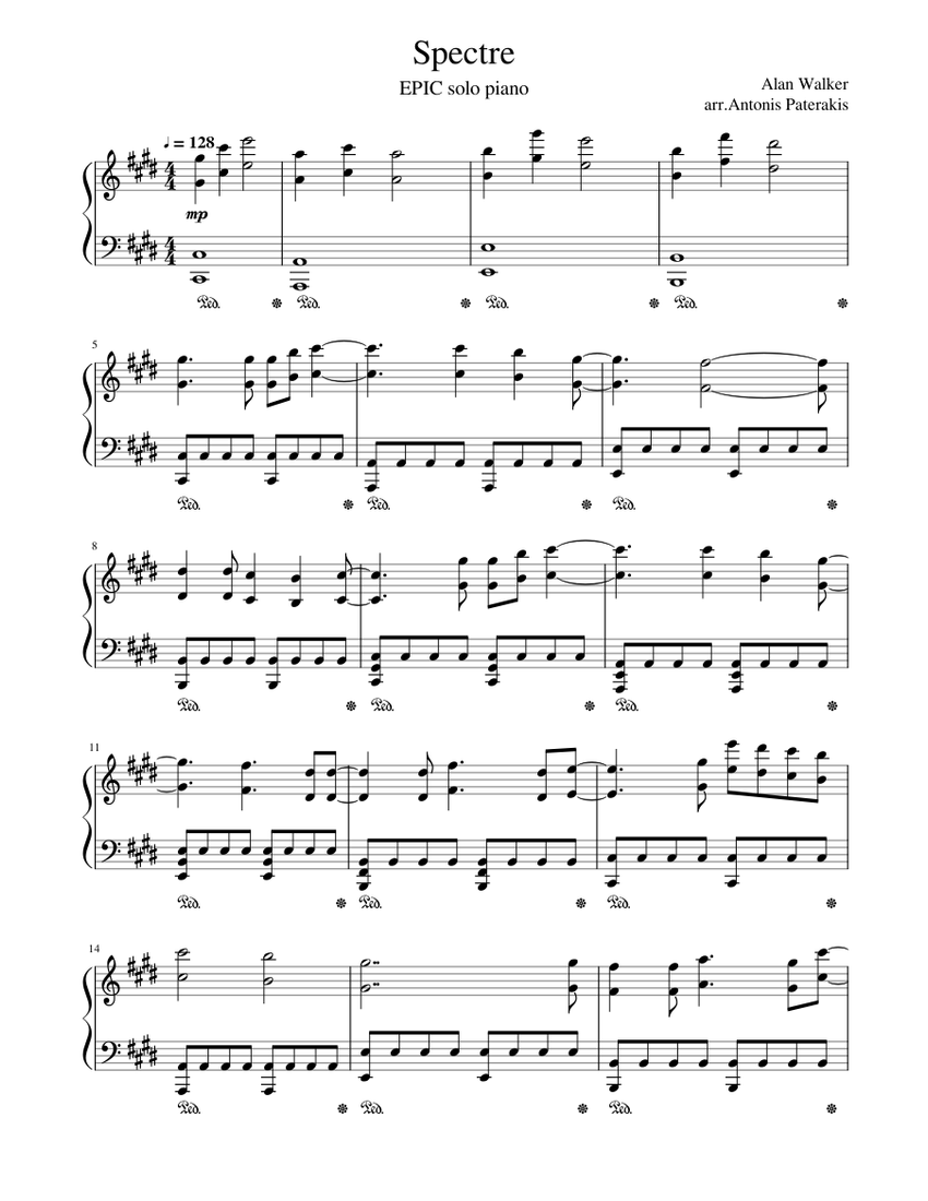 Spectre EPIC solo piano Sheet music for Piano (Solo) | Musescore.com