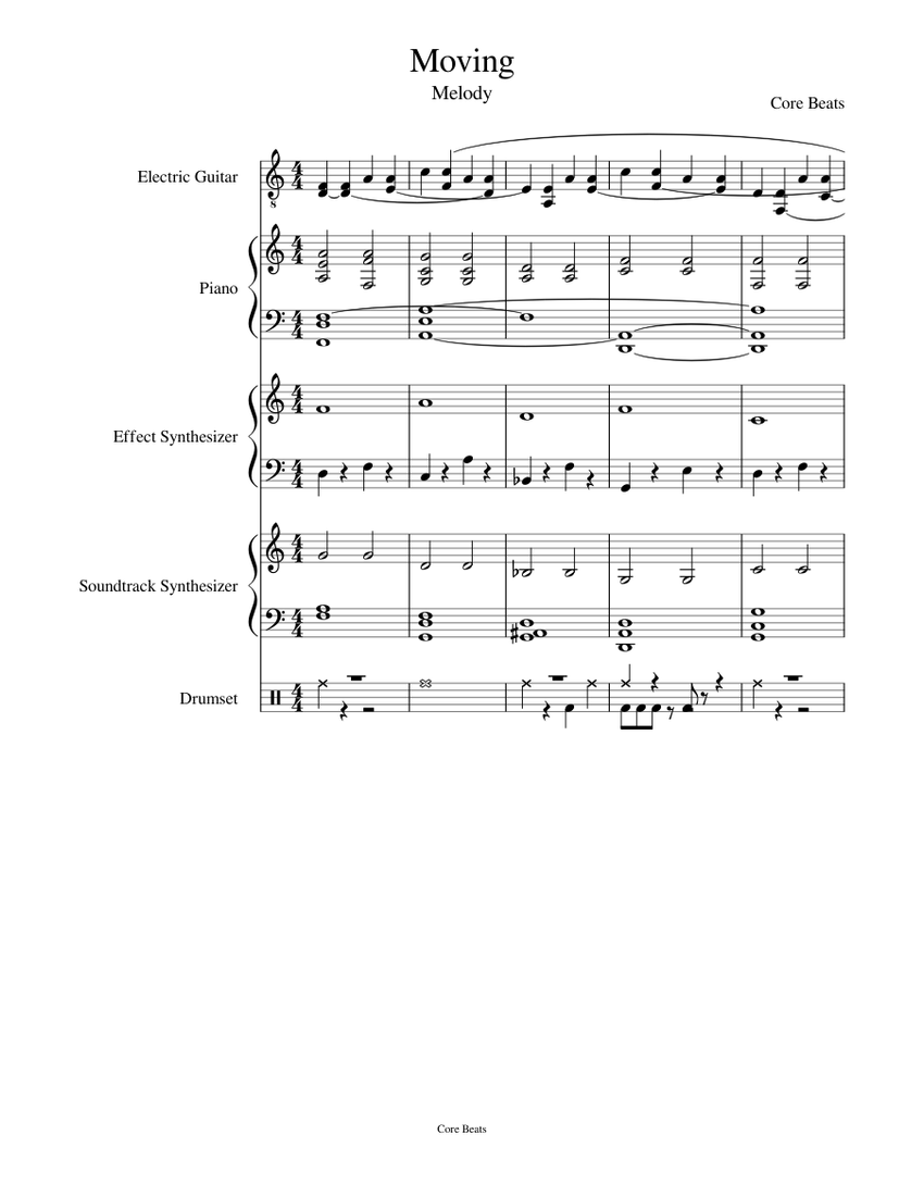 Moving Melody Sheet music for Piano, Guitar, Drum group, Synthesizer ...