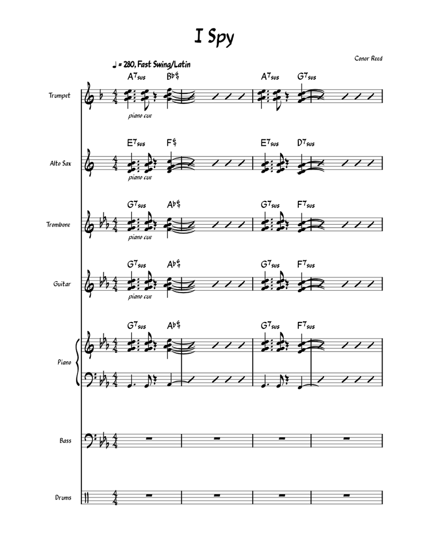 I Spy - Original Jazz Tune Sheet Music with Chords for Piano, Trombone ...