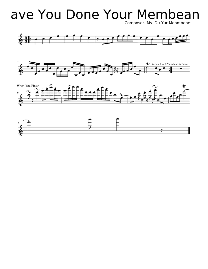 Have You Done Your Membean? Sheet music for Piano (Solo) Easy ...