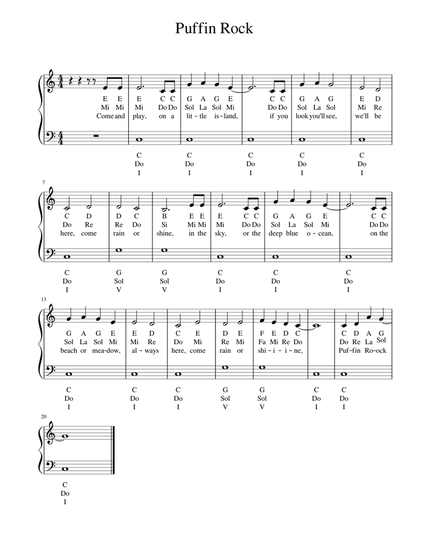 Puffin Rock Sheet Music for Piano (Solo) easy | MuseScore.com