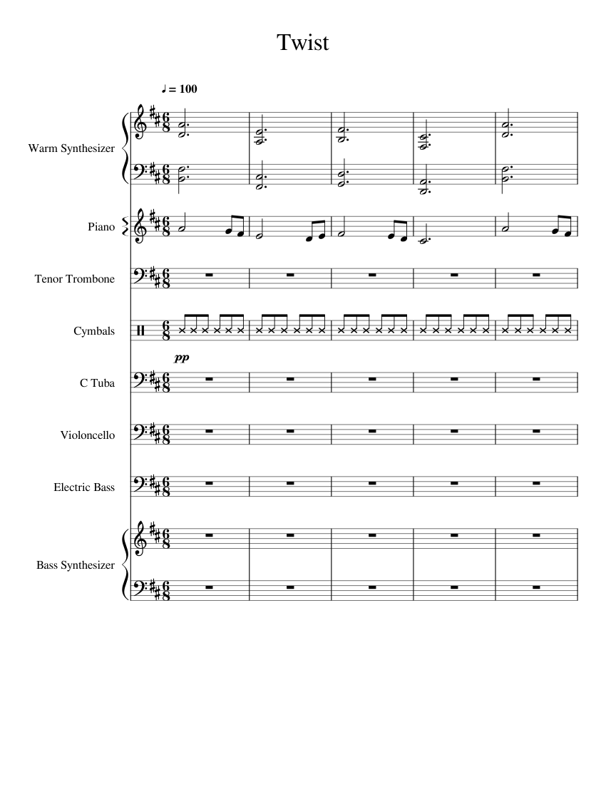 Twist Sheet music for Piano, Tuba, Trombone tenor, Crash & more ...