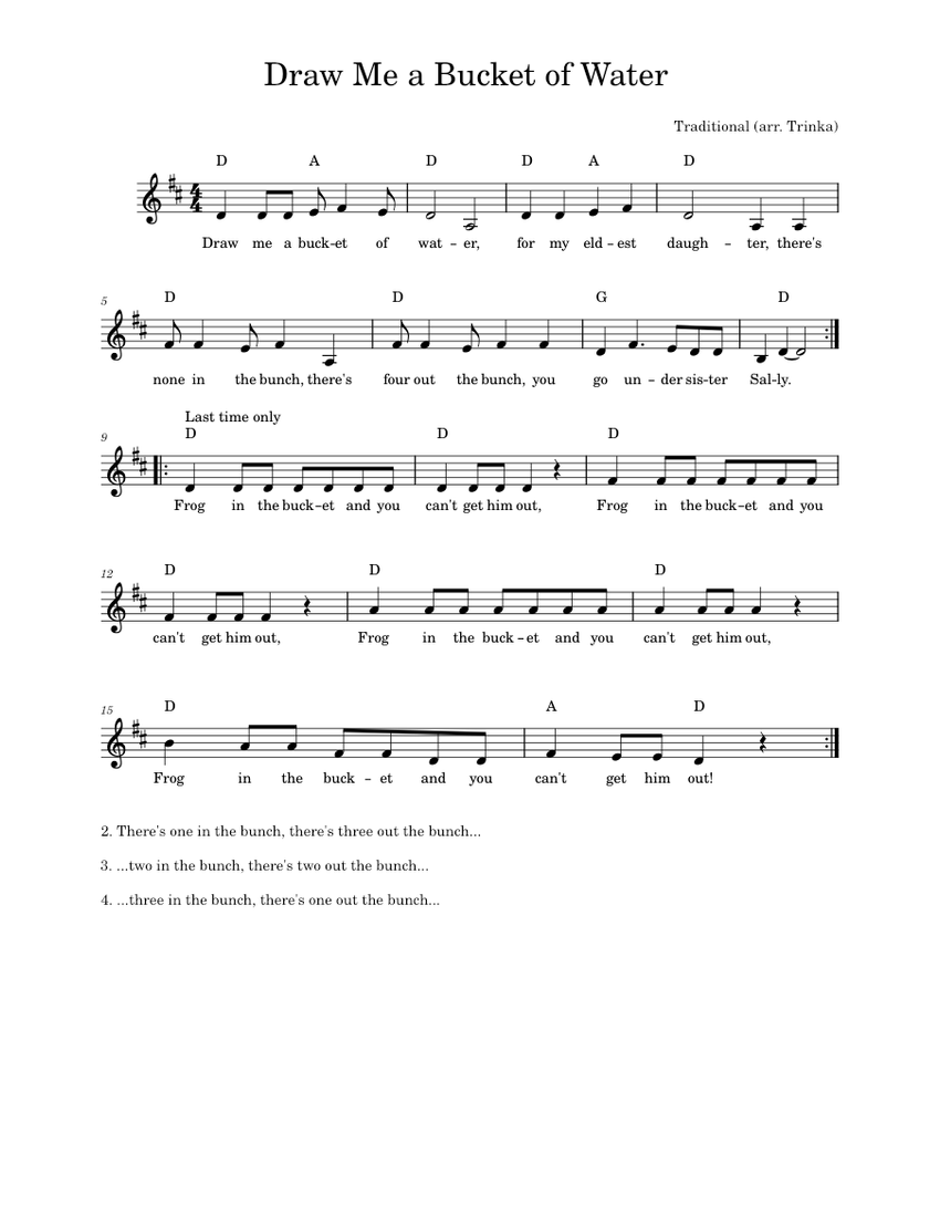Draw me a Bucket of Water – Traditional arr. Trinka Sheet Music for ...