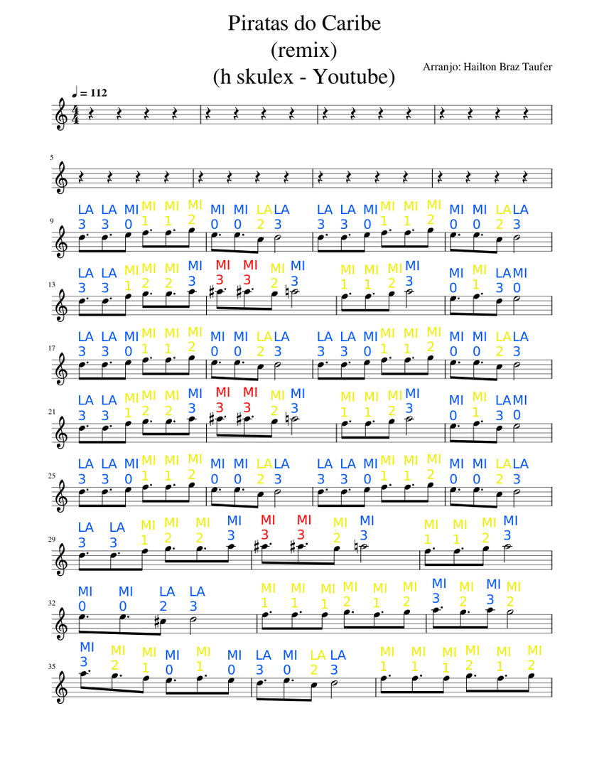 Pirates Of The Caribbean - Canal Youtube para tocar junto como se fosse ...