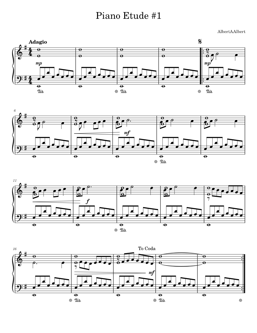 Piano Etude #1 Sheet music for Piano (Solo) Easy | Musescore.com
