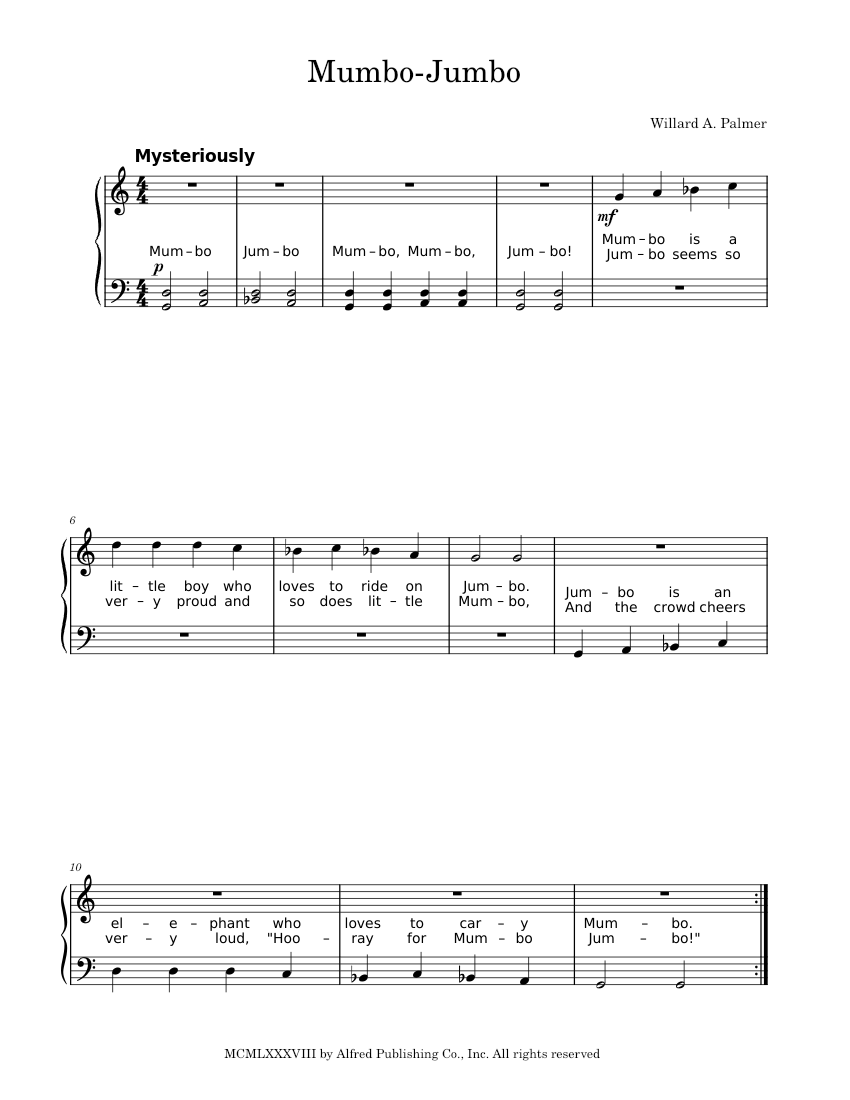 Mumbo-Jumbo Sheet Music for Piano (Solo) easy | MuseScore.com