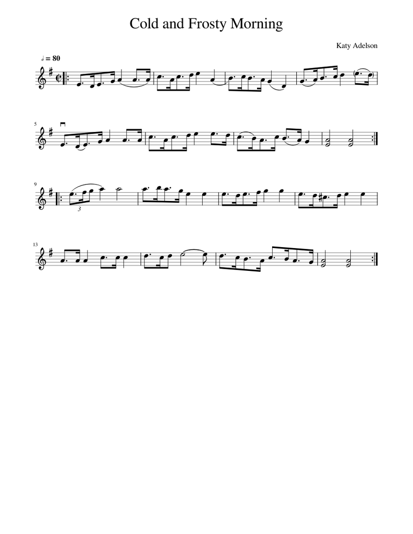 Cold and Frosty Morning Sheet Music for Violin (Solo) | MuseScore.com