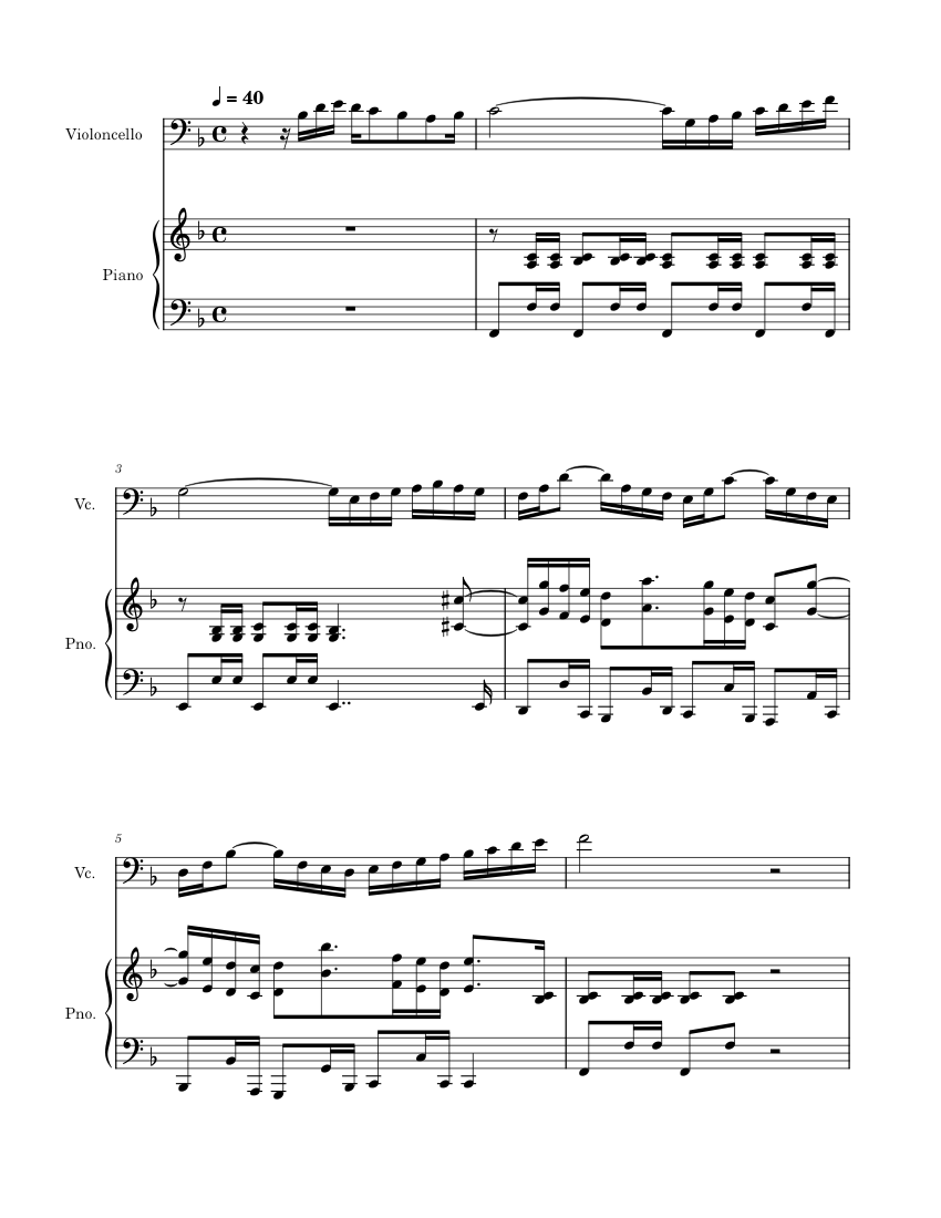 6 bars (2nd version • cello & piano) Sheet music for Piano, Cello ...