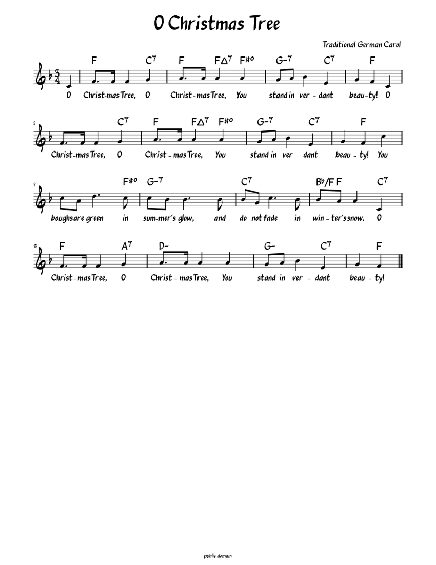 Christmas Tree (Lead sheet with lyrics ) Sheet Music with Chords for ...