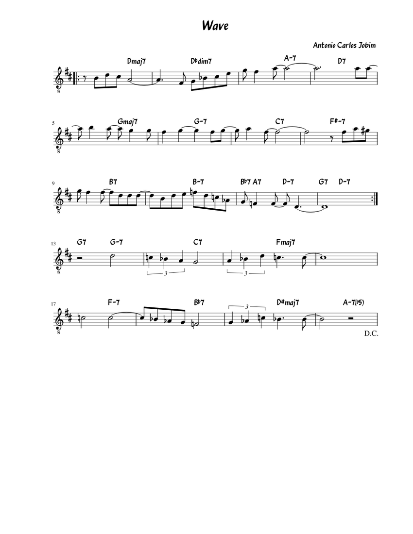 Wave Sheet Music with Chords for Guitar (Solo) | MuseScore.com