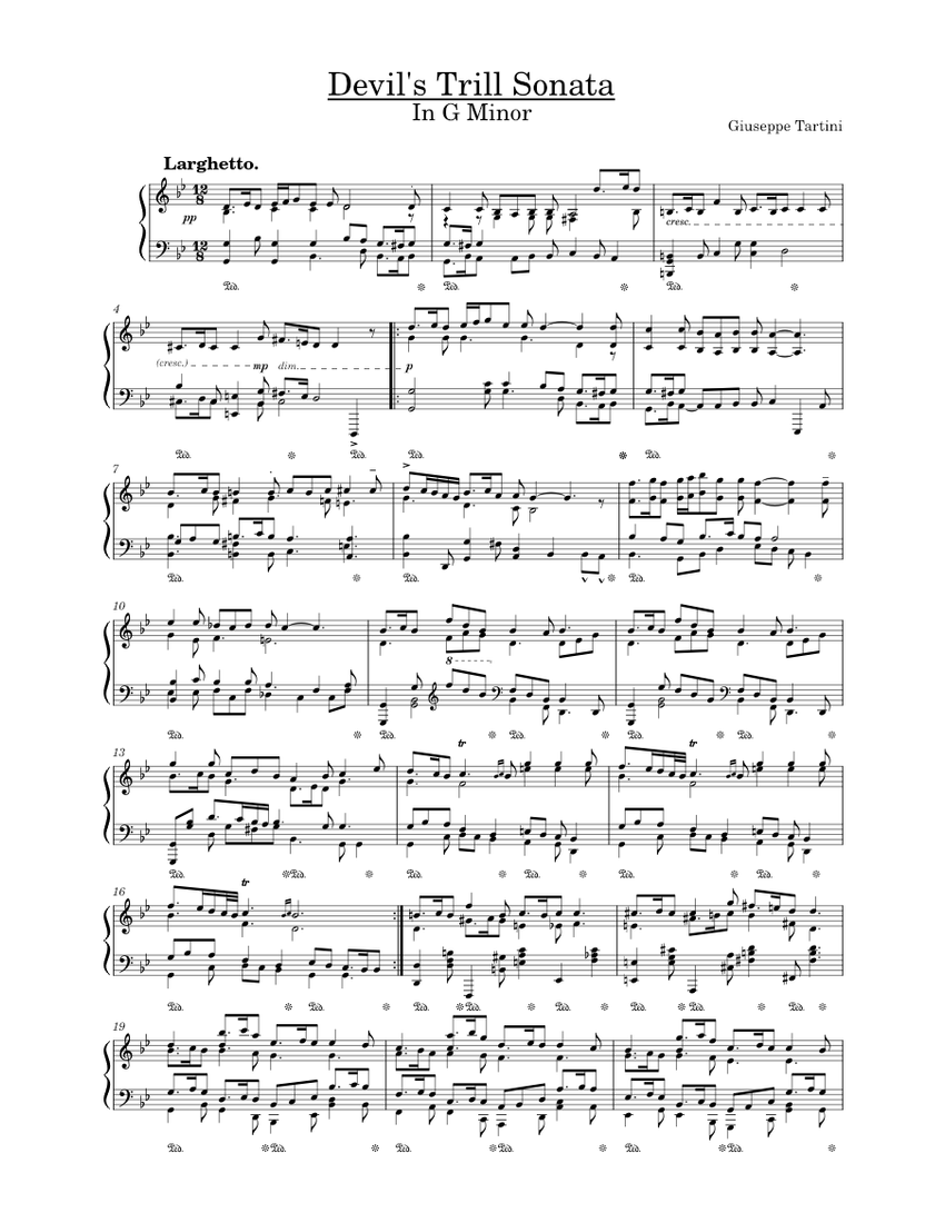 Devil's Trill Sonata - In G Minor (Piano solo arrangement) Sheet music ...