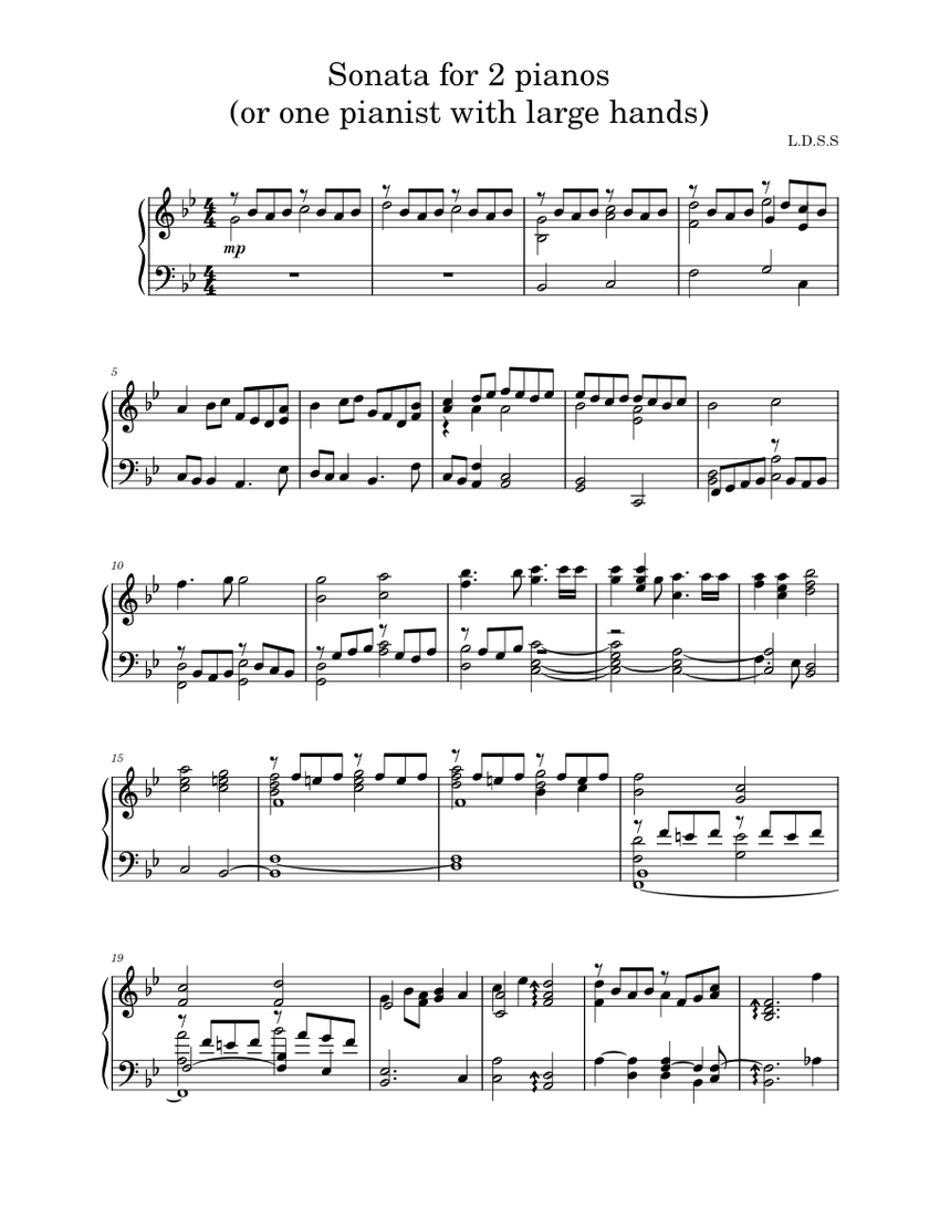 Sonata for 2 Pianos Sheet music for Piano (Piano Four Hand) | Musescore.com