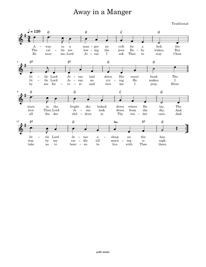 Away in a manger – Misc Christmas (Lead Sheet - Melody, Chords and ...