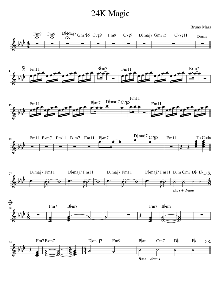 24k magic – Bruno Mars 24K Magic Sheet music for Piano (Solo ...