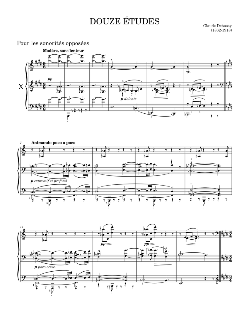 Étude 10 - Pour les sonorités opposées – Claude Debussy Sheet Music for ...