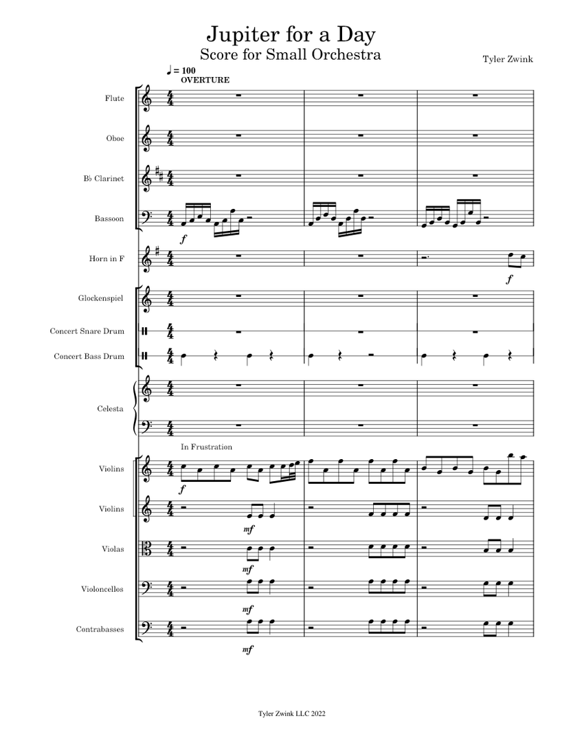 Jupiter for a Day! Overture (Orchestra)- Tyler Zwink Sheet music for ...