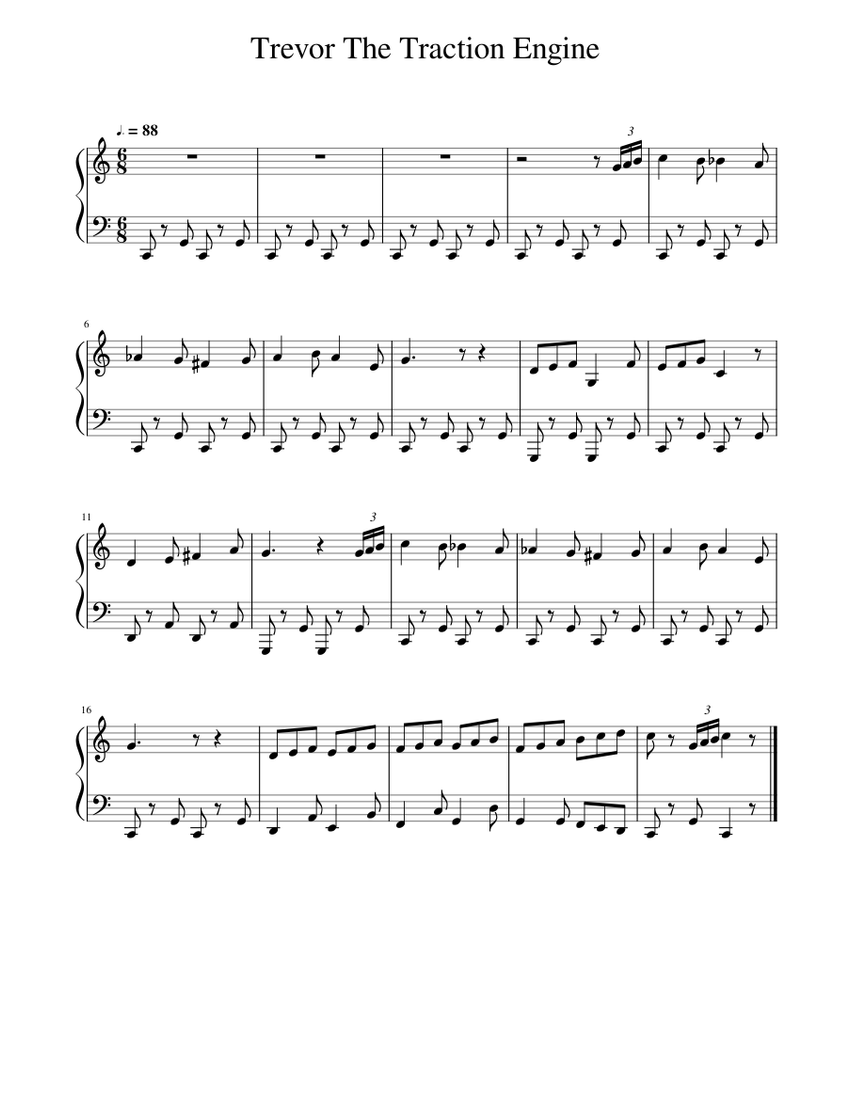 Trevor The Traction Engine Sheet music for Piano (Solo) Easy ...