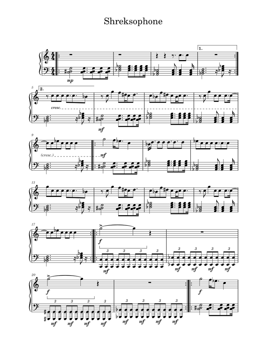 Shreksophone – Shrek and Donkey - piano tutorial