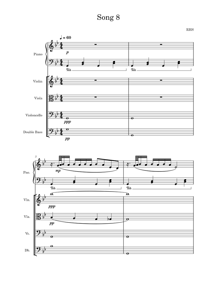 Song 8 Sheet music for Piano, Contrabass, Violin, Viola & more ...