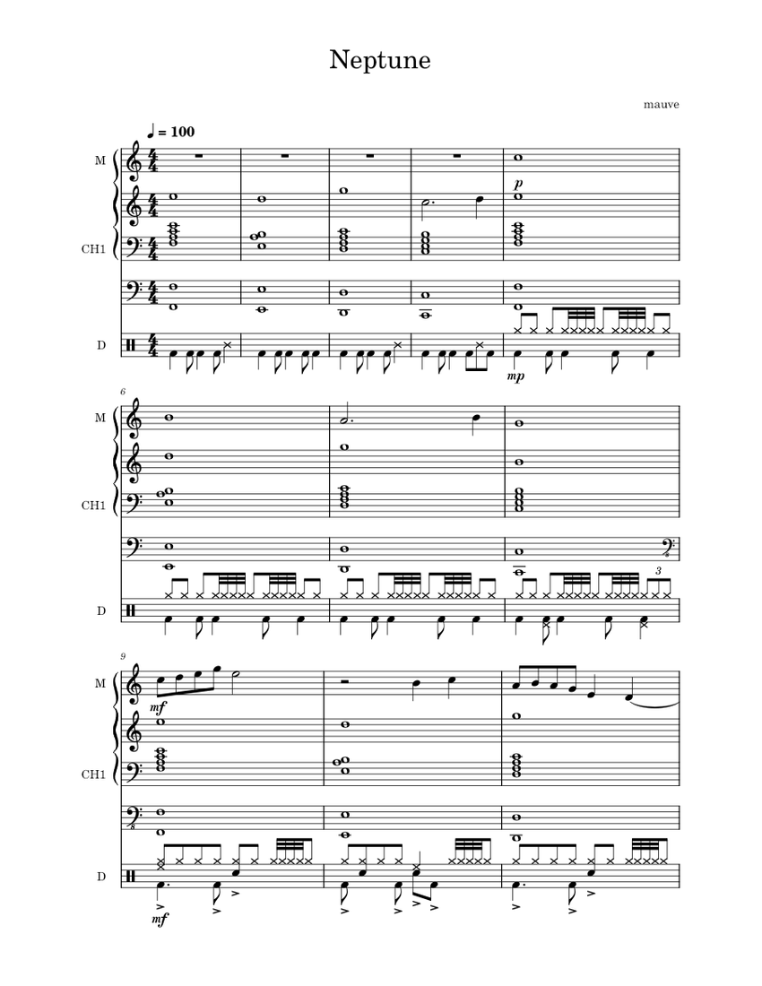 Neptune Sheet music for Piano, Drum group (Mixed Quartet) | Musescore.com
