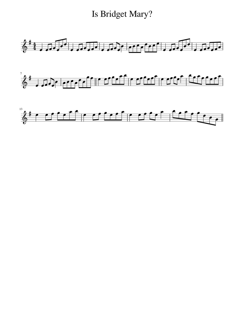 Is Bridget Mary? Sheet music for Piano (Solo) Easy | Musescore.com