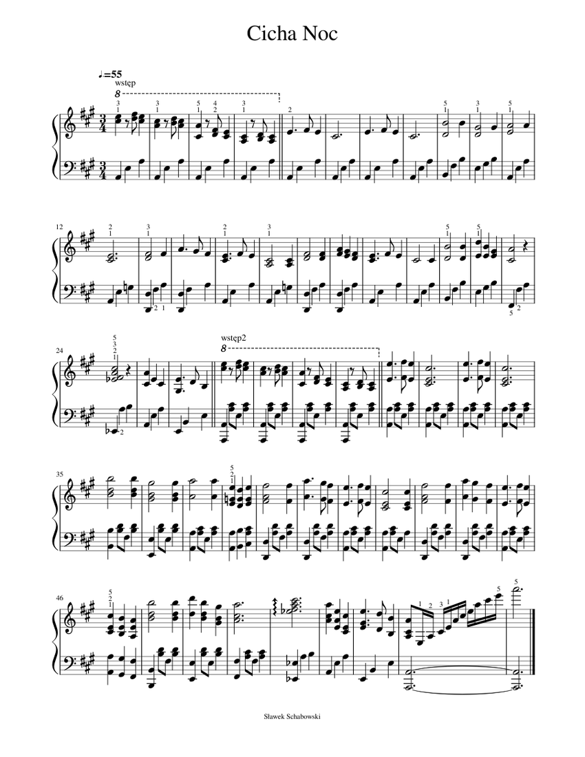 Cicha Noc Sheet music for Piano (Solo) | Musescore.com