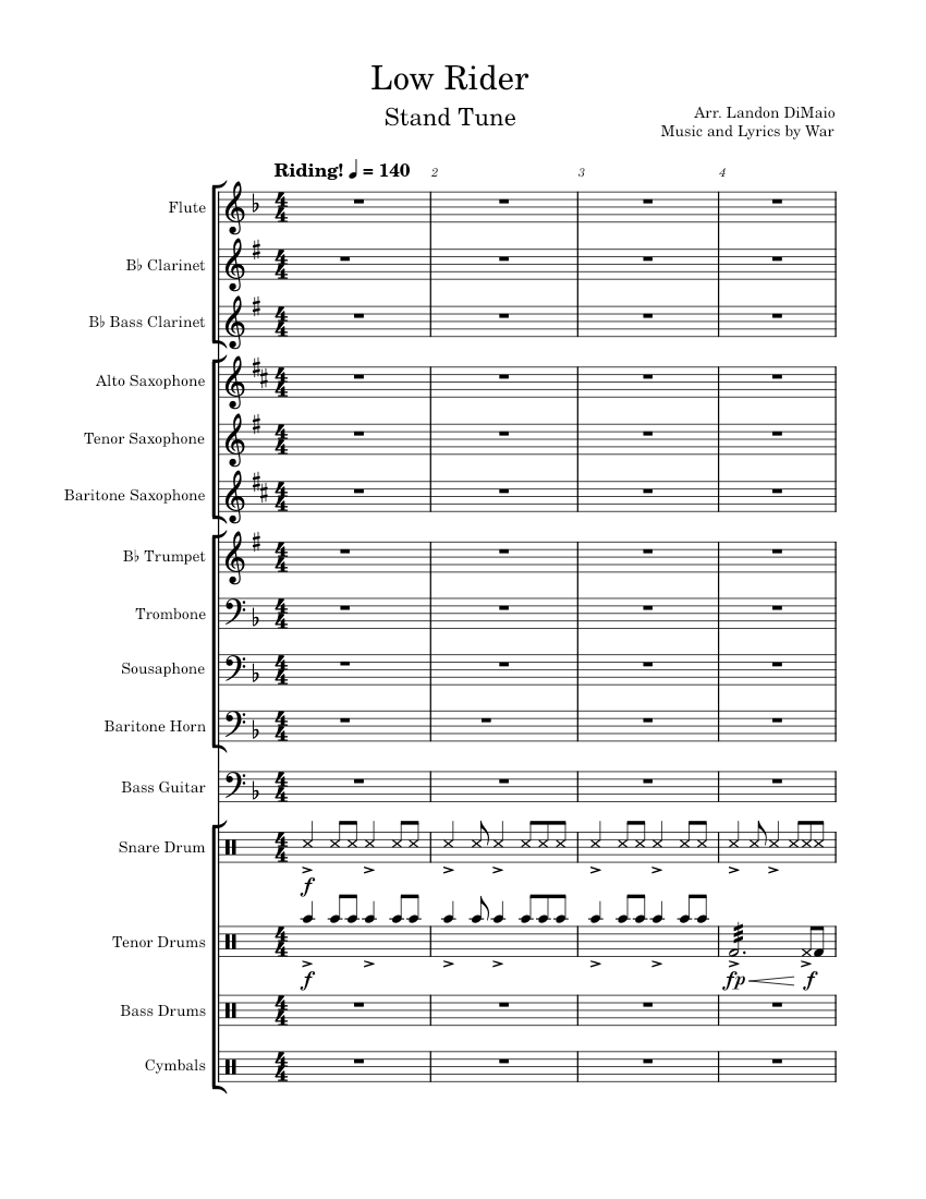 Low_Rider Sheet music for Trombone, Flute, Clarinet in b-flat, Clarinet ...