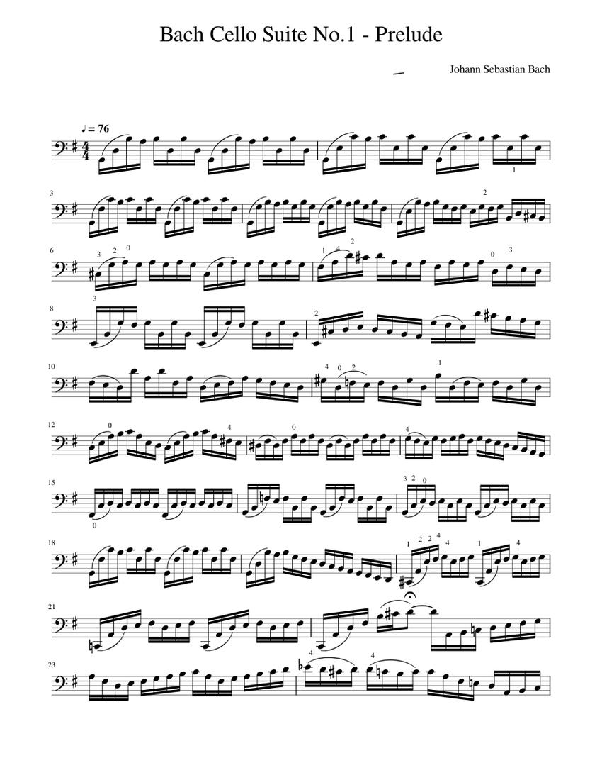 Bach Cello Suite No 1 Prelude Sheet Music for Cello (Solo) | MuseScore.com
