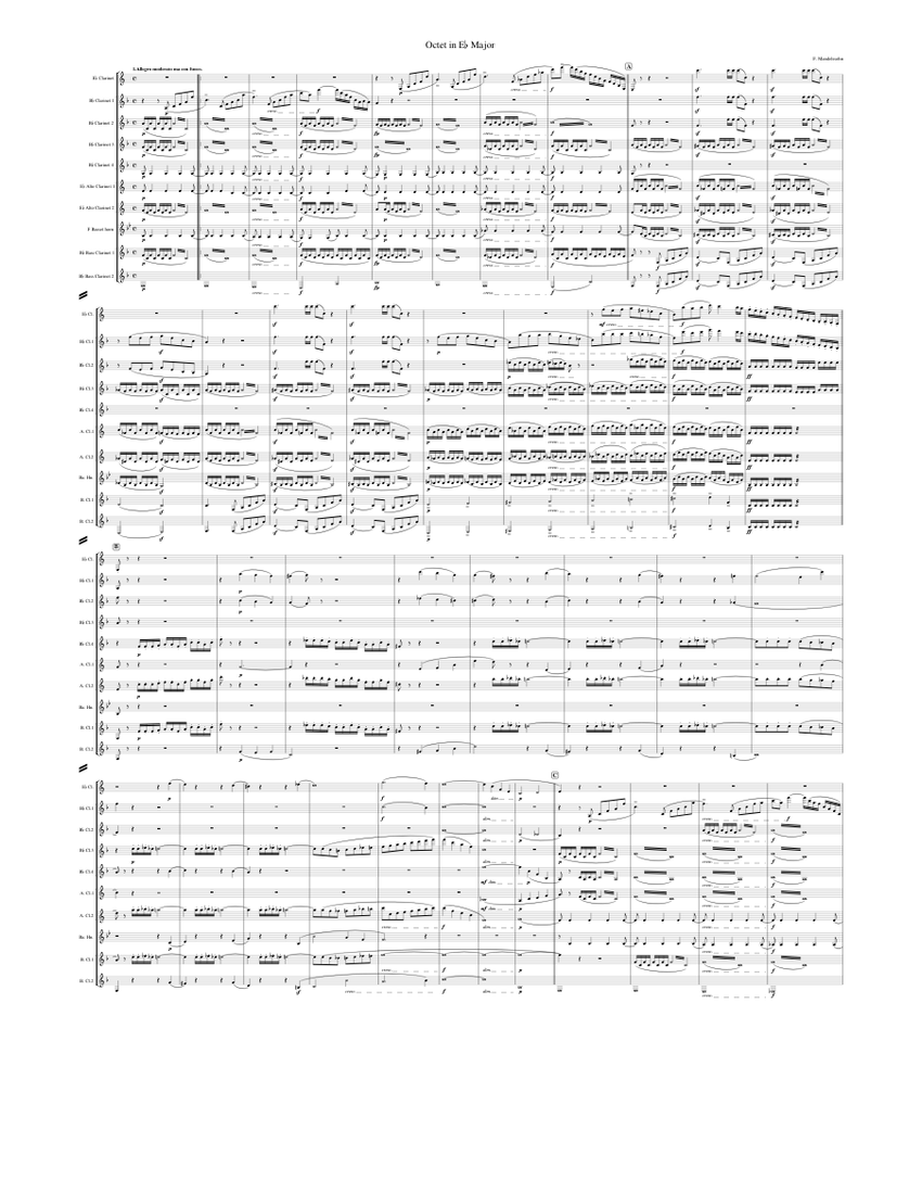 Octet_in_Eb_Major Sheet music for Clarinet in e-flat, Clarinet in b ...