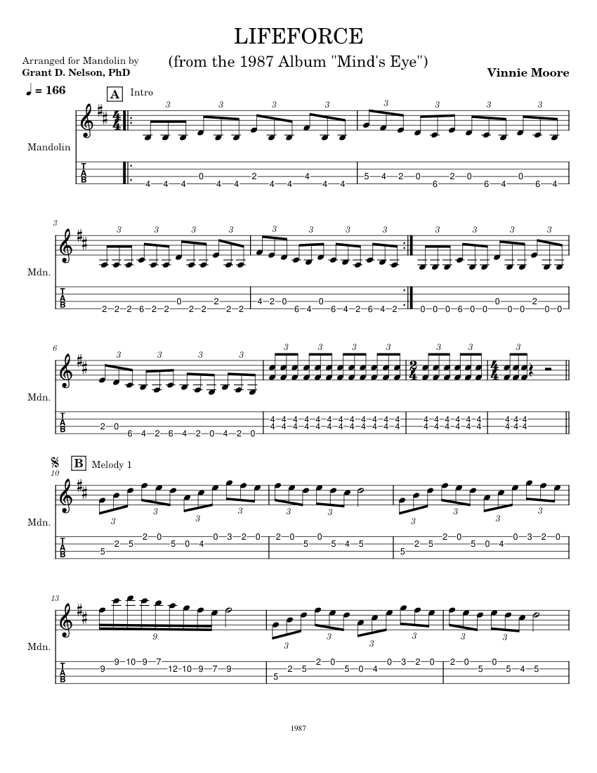 LIFEFORCE Mandolin Vinnie Moore Sheet music for Mandolin (Solo ...