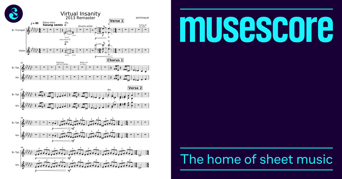 Virtual Insanity 2013 Remaster – Jamiroquai Sheet music for Trumpet in ...