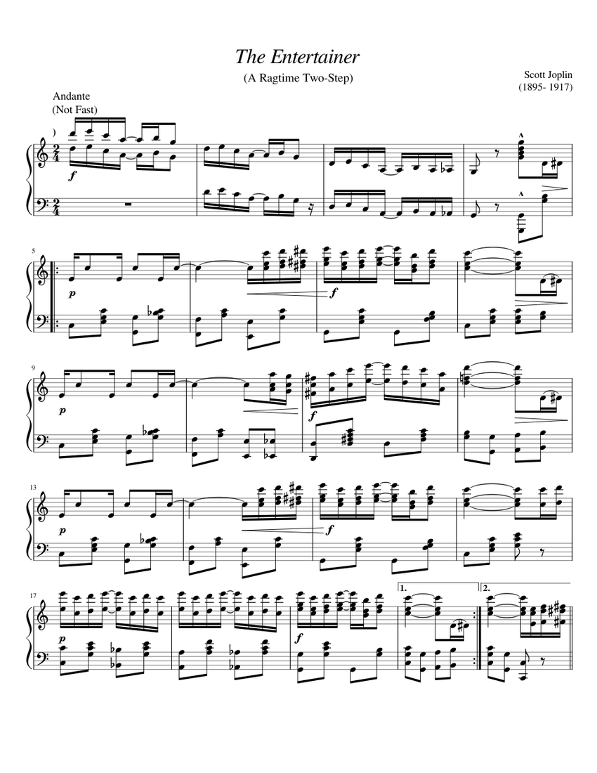 The Entertainer - piano tutorial